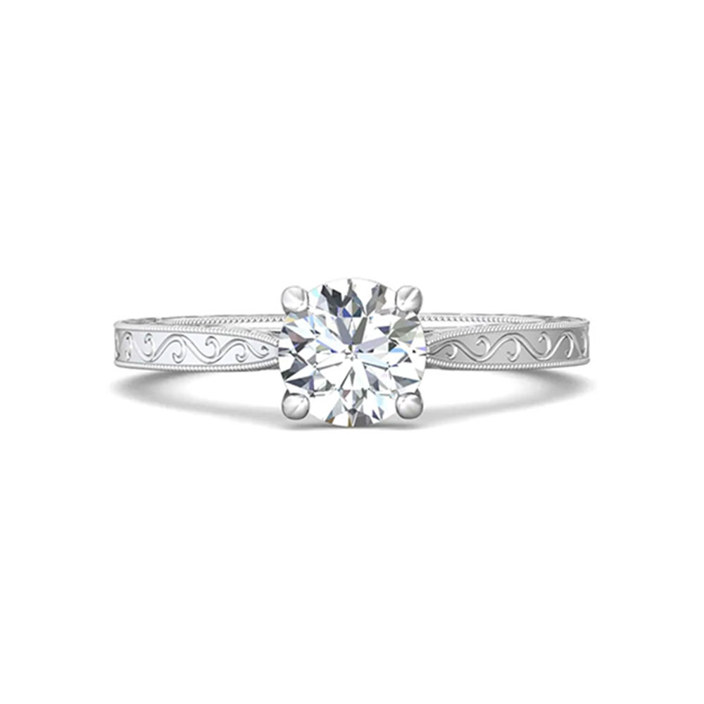 Classic Hand Engraved Solitaire Engagement Ring | Temple & Grace UK