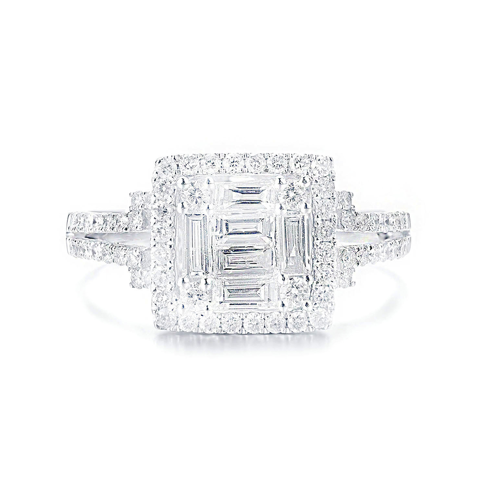 Square shape diamond cluster engagement ring | Temple & Grace UK