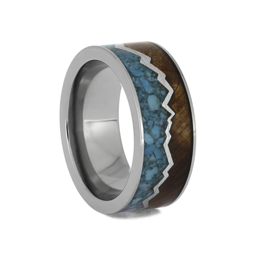 Mens Turquoise Band with Silver And Wood | Temple & Grace UK