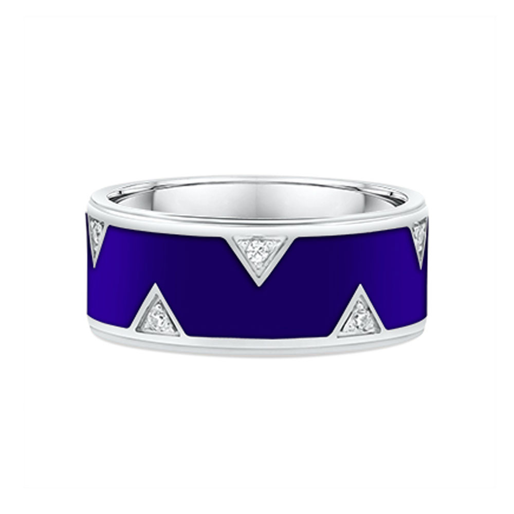Blue Ceramic Gold Ring With Diamond | Temple & Grace UK