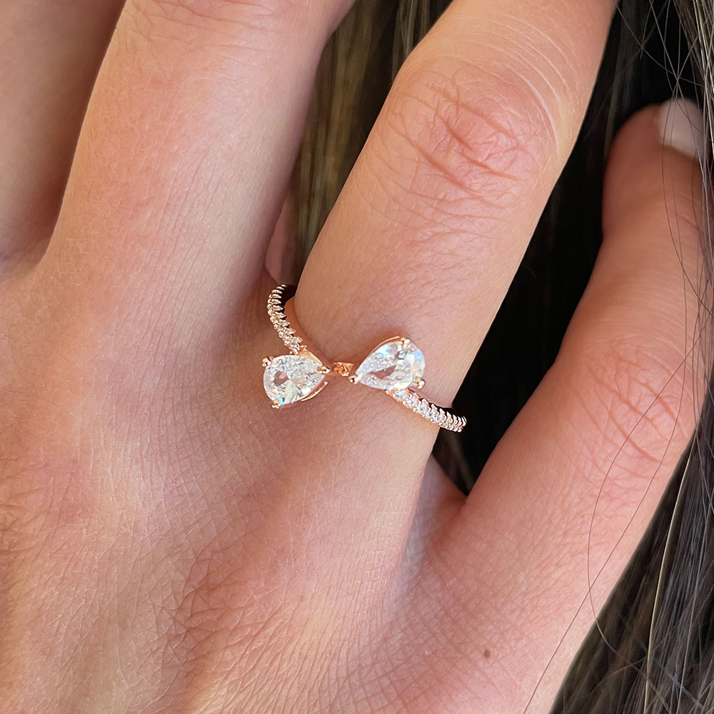 Double pear diamond ring | Temple & Grace UK