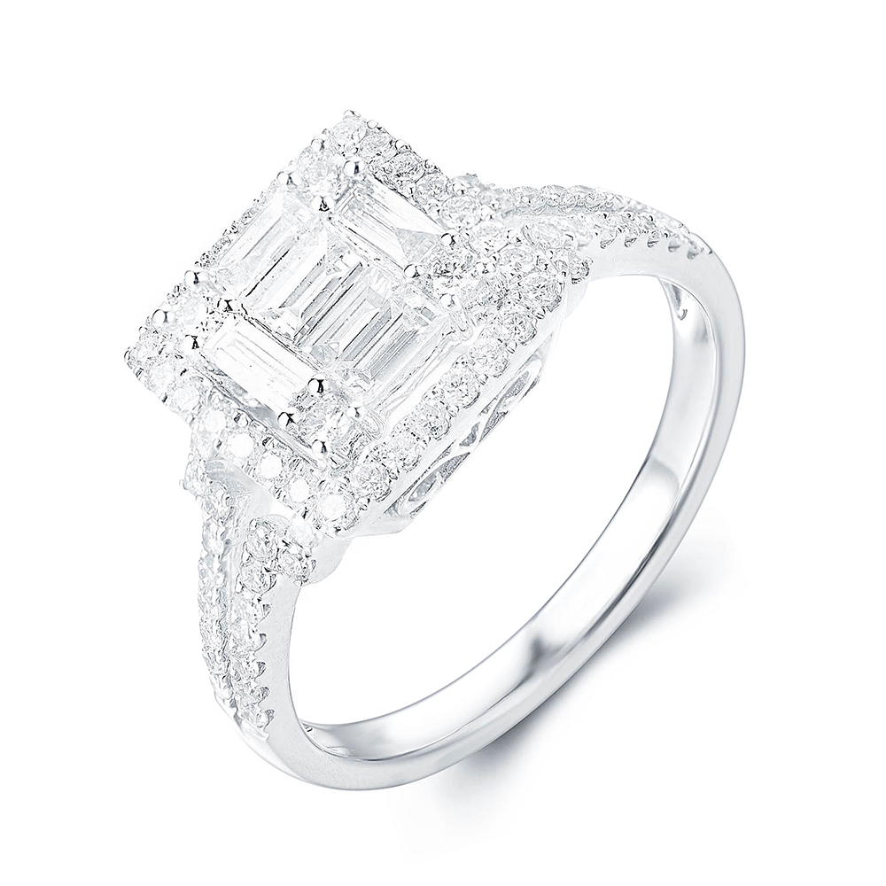 Square shape diamond cluster engagement ring | Temple & Grace UK